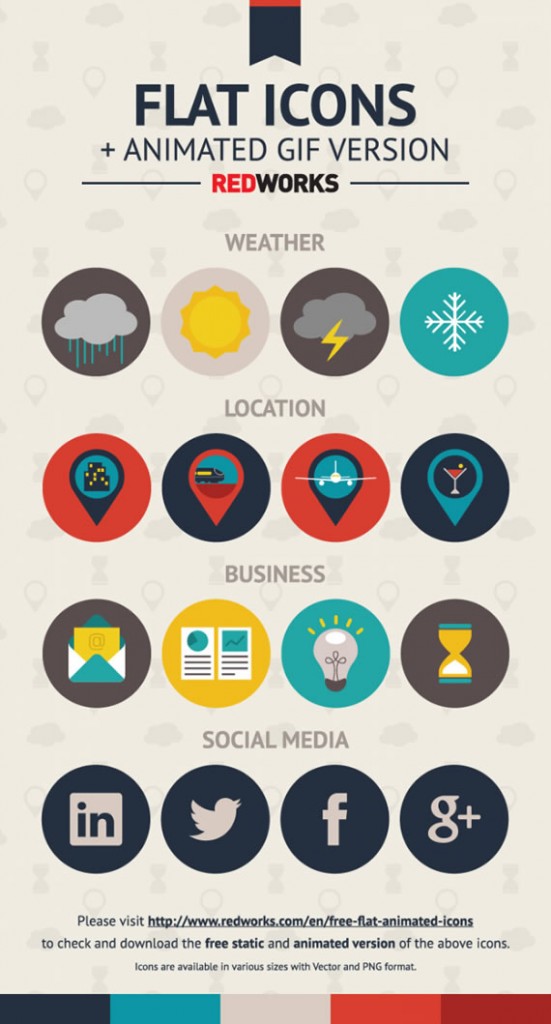 Iconos circulares estilo plano con opciones animadas - Kabytes